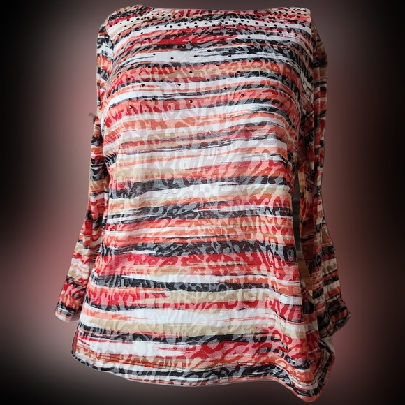 Ruby Rd. | Tops | Ruby Rd Petite Long Sleeve Sheer Embellished Animal ...